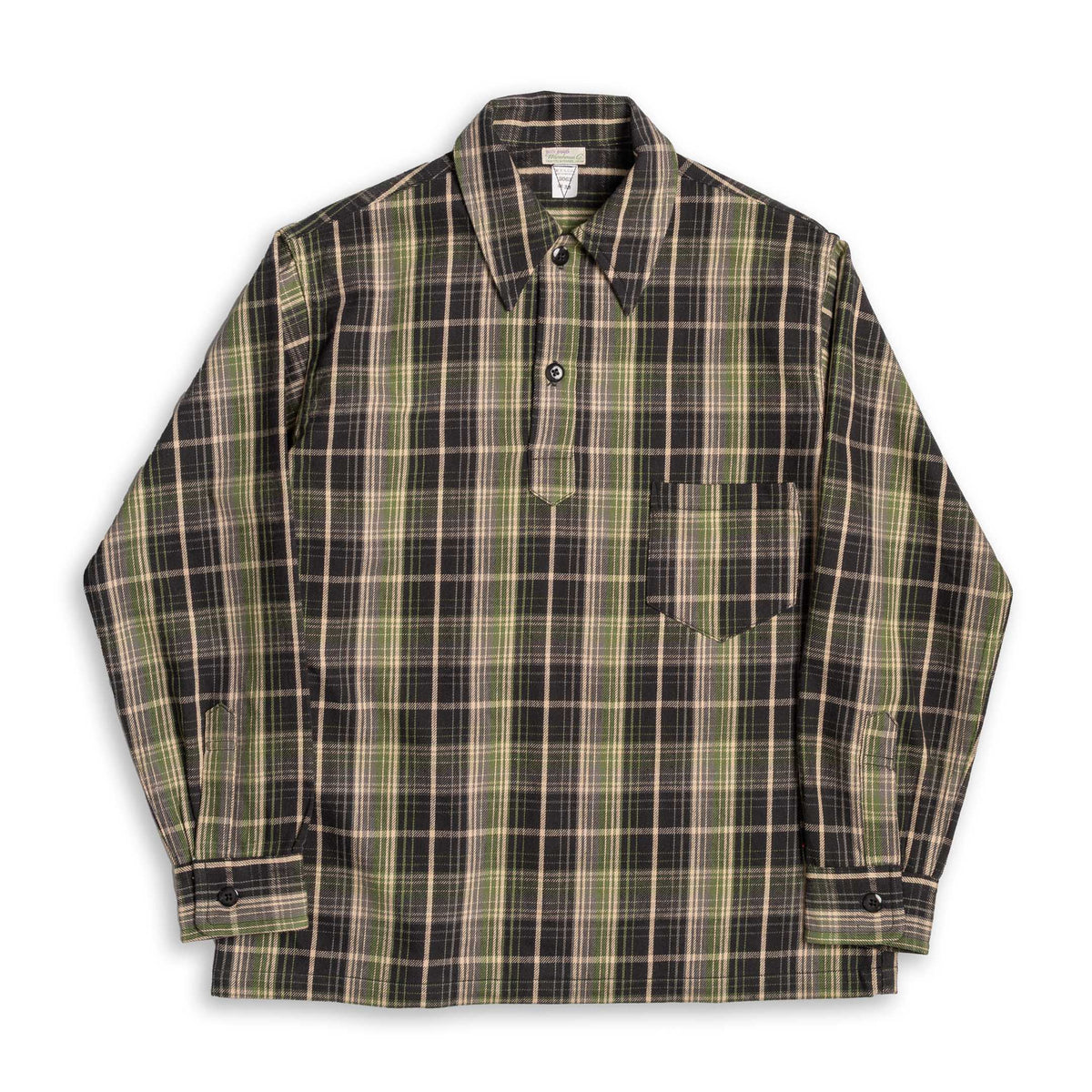 Warehouse & Co Lot. 3063 WPA One Pocket Pullover Flannel Shirt Green ...